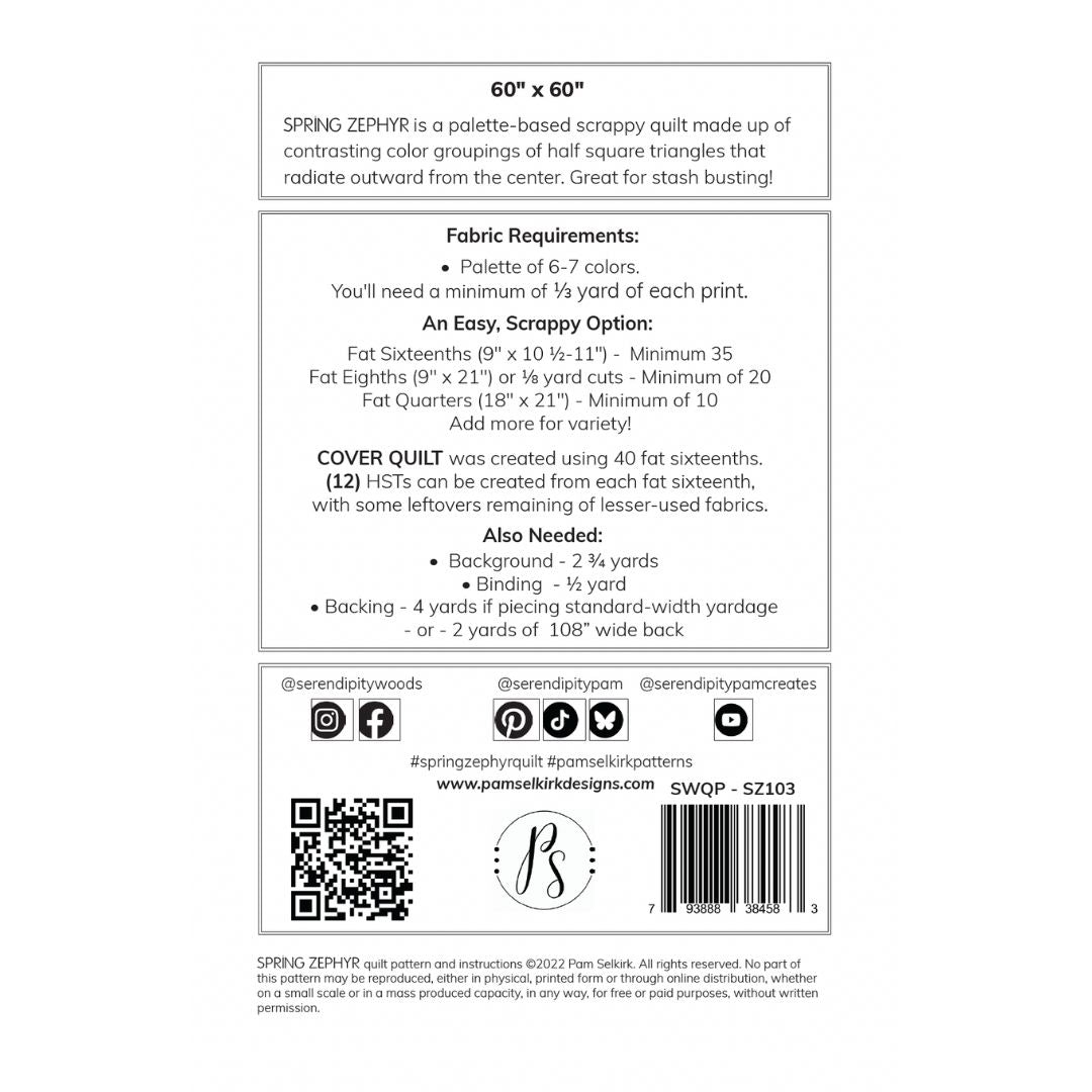 SPRING ZEPHYR Quilt Pattern (Digital PDF Download), by Pam Selkirk 60 ...