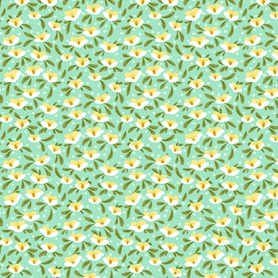 Floral States of America Mississippi Evergreen Magnolia Mint Aqua Fabr ...